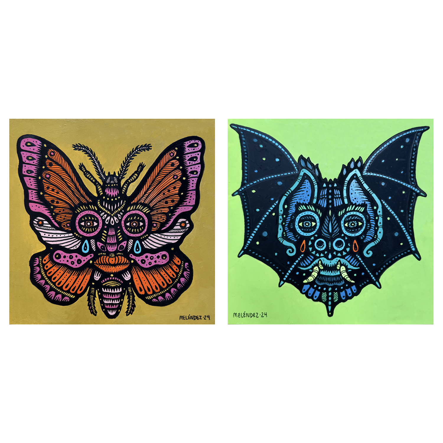 Victor Meléndez ‘Moth & Bat’ Originals | Gallery ERGO